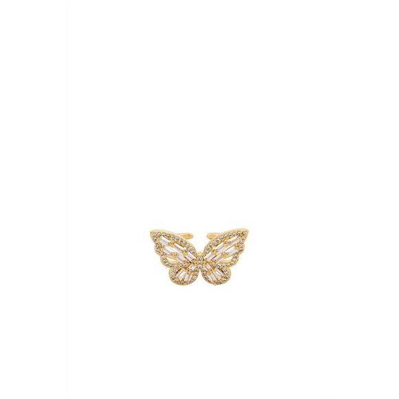 BRACHA | Jewelry | New Bracha Mini Iced Out Butterfly Ring In Gold ...